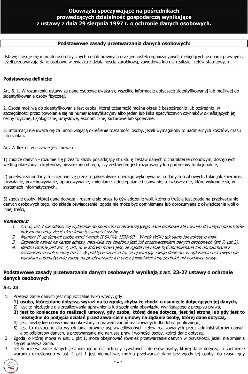 Podstawowe zasady przetwarzania danych osobowych: - PDF Darmowe pobieranie Podstawowe zasady przetwarzania danych osobowych: - PDF Darmowe pobieranie
